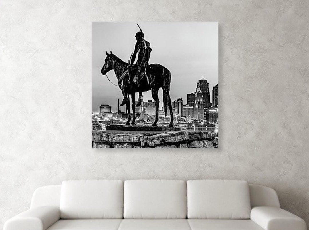 Kansas City Scout Statue, Black and White, Monochrome, Penn Valley Park ...