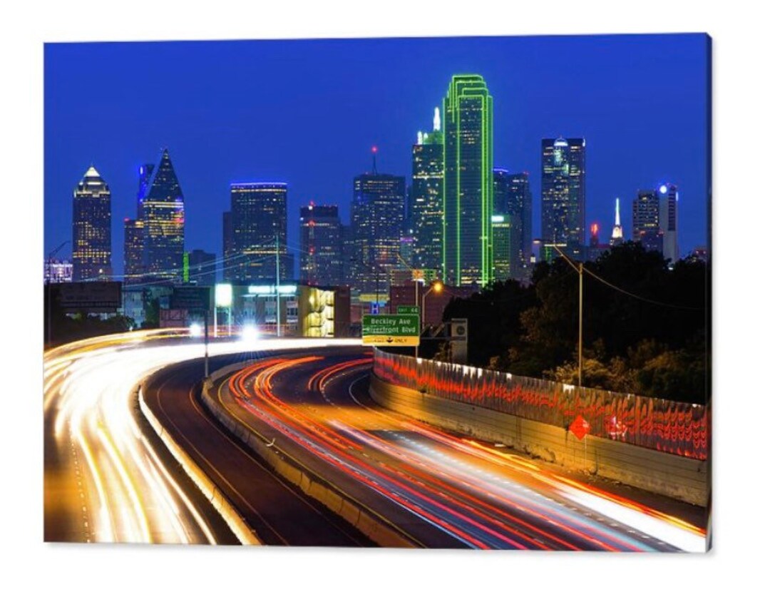 Dallas Skyline, Texas Photography, Light Trails, Architectural Decor ...