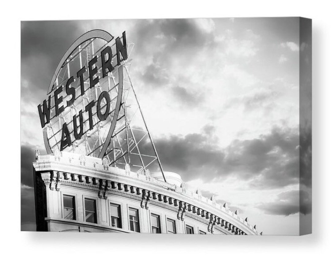 Kansas City Print, Black and White, Western Auto Sign, KC Landmark ...