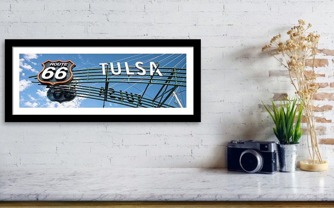 Tulsa Panorama Route 66 Neon Sign Tulsa Oklahoma Panoramic | Etsy