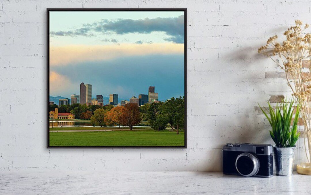 Denver Skyline Fall Autumn Wall Art Print - Denver Colorado Square ...