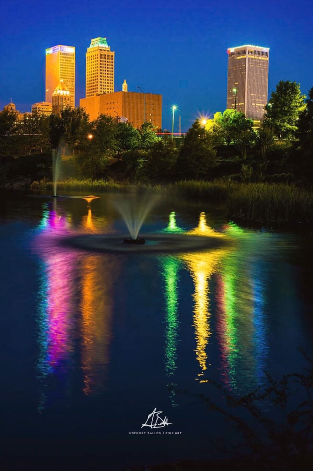 Tulsa Skyline Print, Veterans Park Lake, Wall Art Print, Tulsa Oklahoma ...