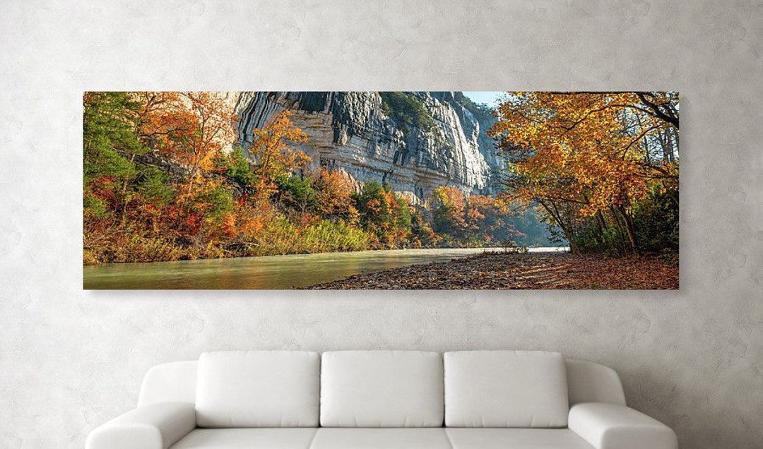 Buffalo River Fall Panorama: Roark Bluff Ozark Landscape Art - Etsy