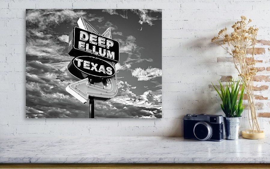 Deep Ellum Dallas Texas Neon Sign Monochrome Wall Decor - Etsy