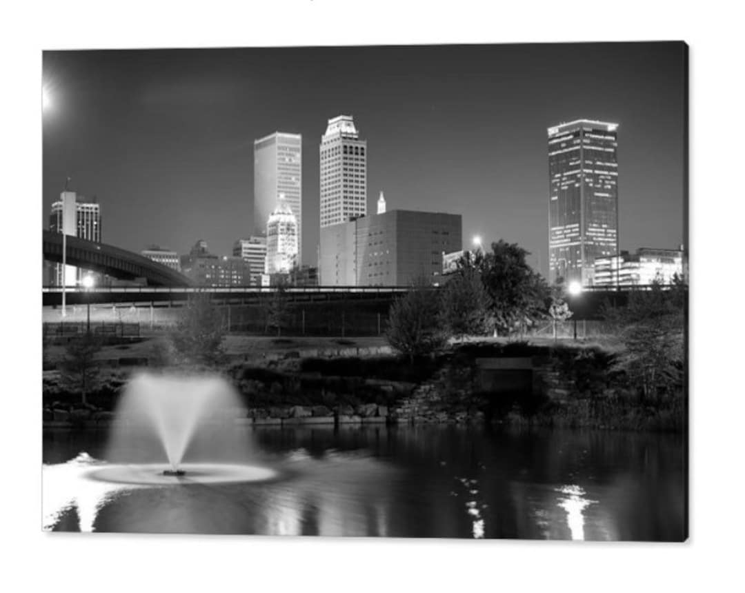 Tulsa Skyline Art, Oklahoma Monochrome, Black and White Print ...
