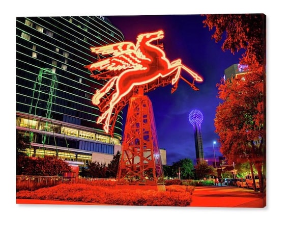 Dallas Texas Red Pegasus Reunion Tower Omni Hotel Neon | Etsy
