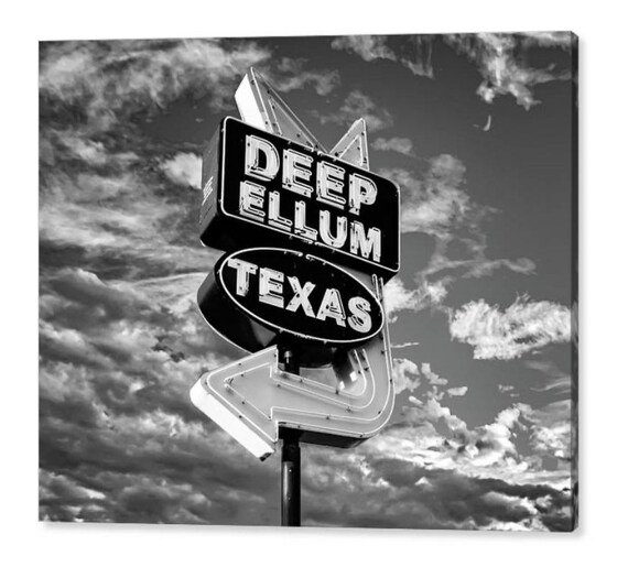 Deep Ellum Dallas Texas Neon Sign Monochrome Wall Decor | Etsy