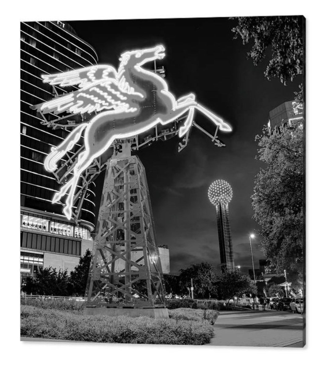 Dallas Pegasus Print, Monochrome Decor, Omni Hotel, Neon Sign, Square ...