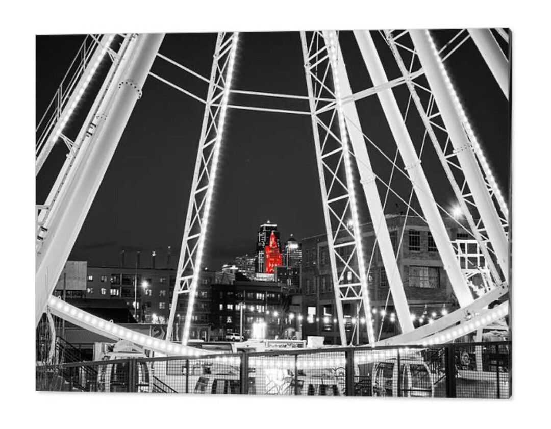 Kansas City Skyline Print: Ferris Wheel, Selective Color Photography - Etsy