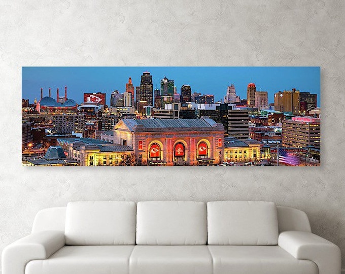 Kansas City Skyline Wall Art Room Decor, Print on Canvas, Office Decor ...