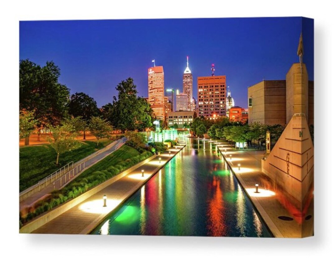 Indianapolis Skyline Art, Indianapolis Canal Walk Print, Indiana Wall ...