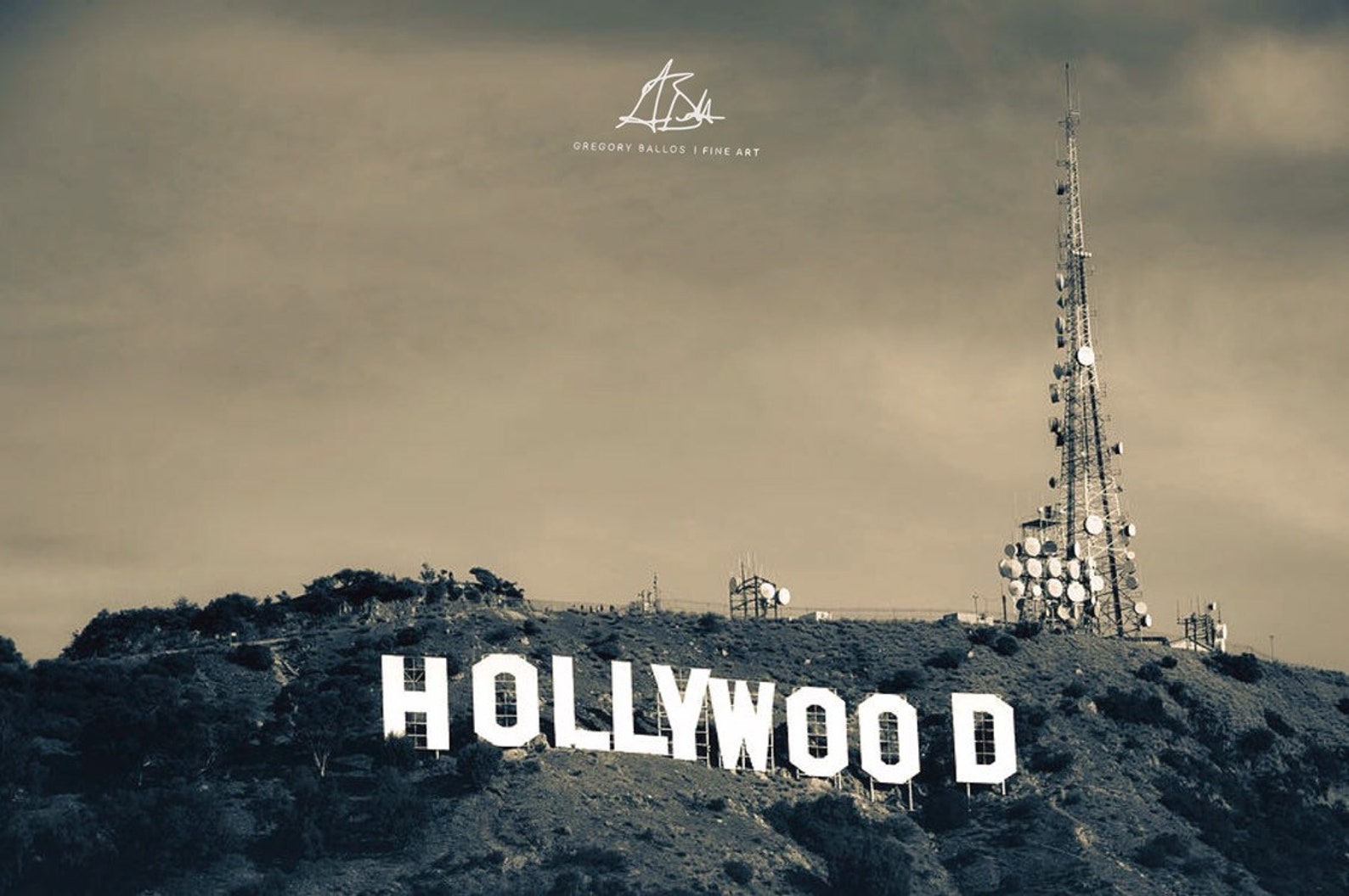 Hollywood Sign Print Sepia Wall Art Los Angeles California - Etsy