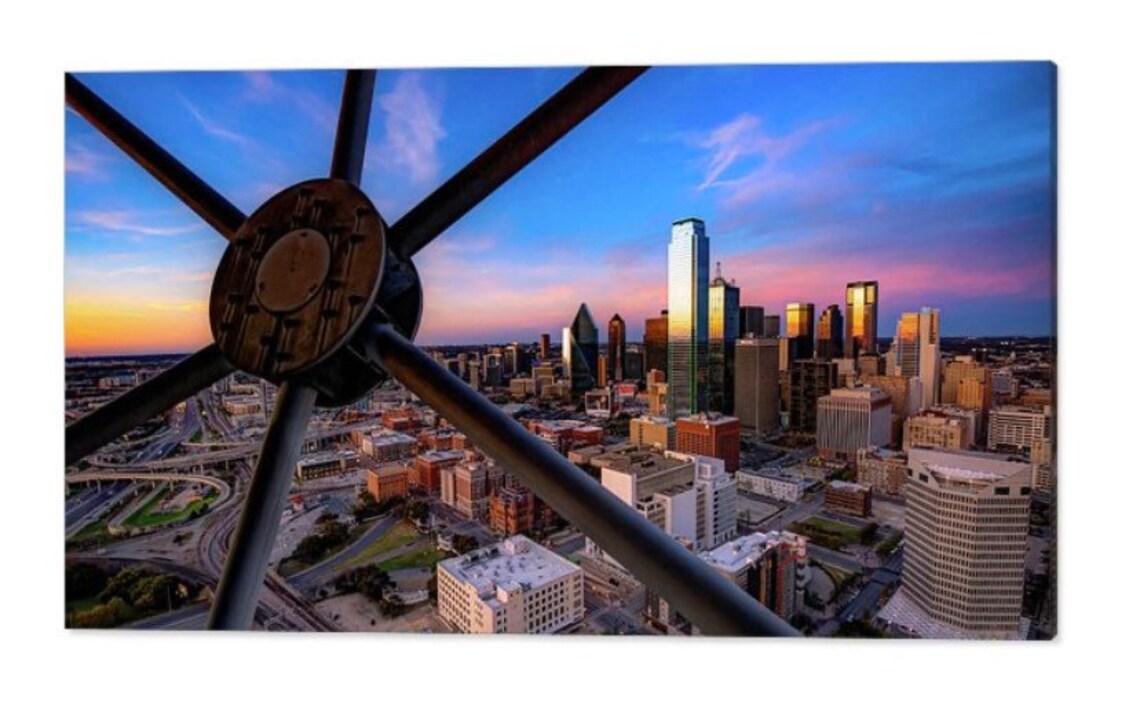 Dallas Texas Skyline Panorama Reunion Tower Cityscape Art - Etsy