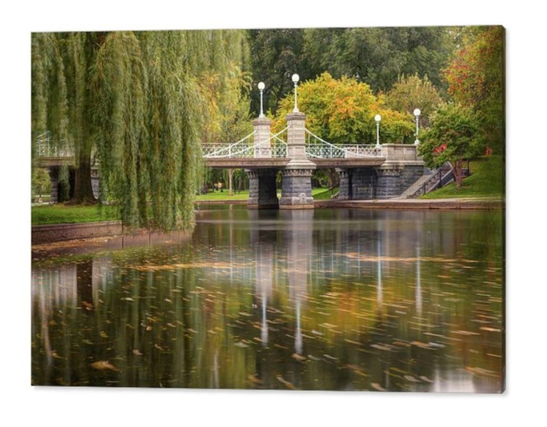 Boston Public Garden Lagoon Bridge Autumn Landscape Art Print - Etsy