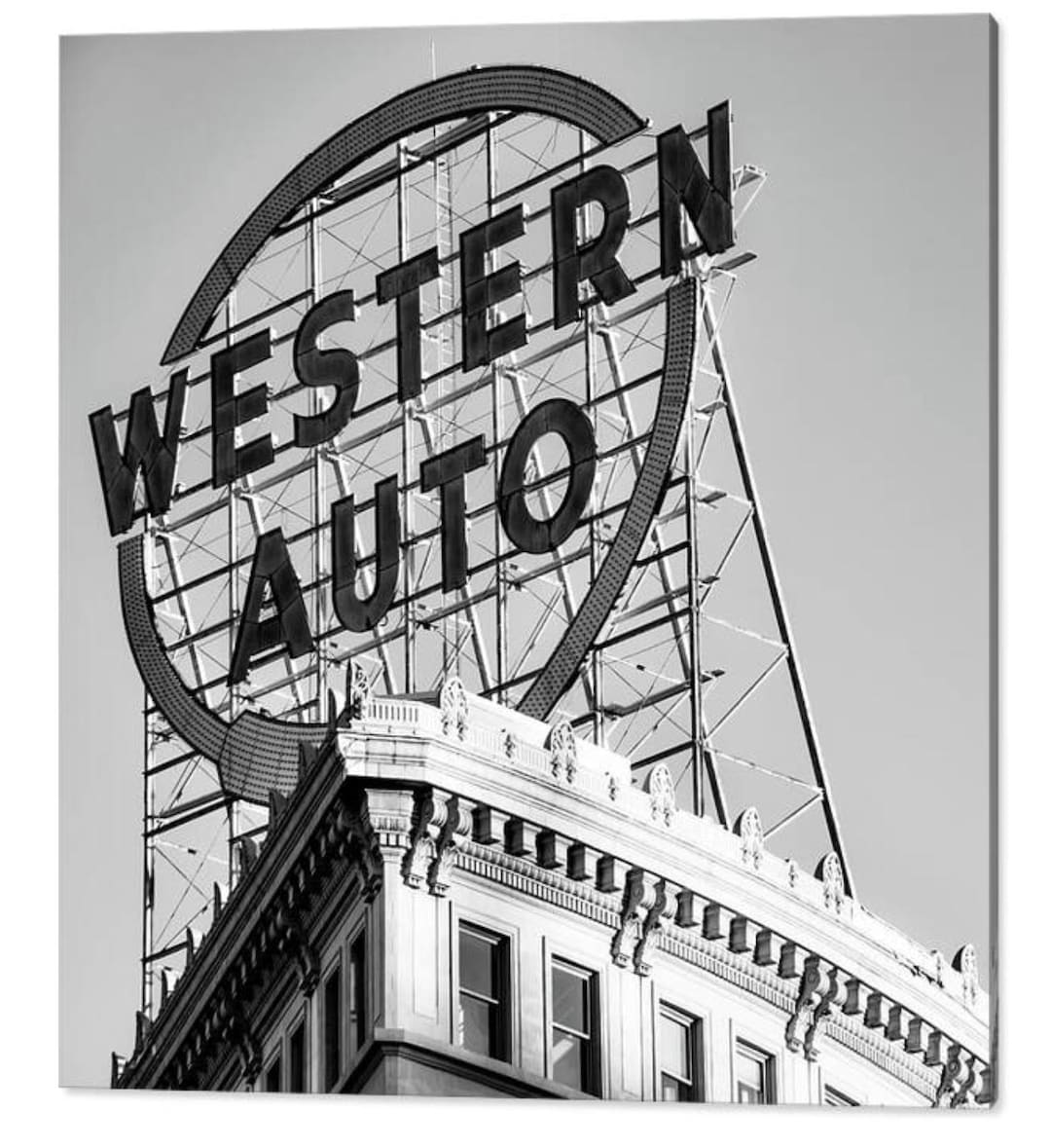 Kansas City Western Auto Sign Print: Black and White Missouri Wall Art ...