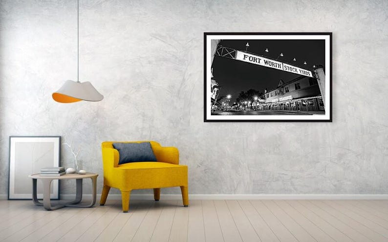 Fort Worth Stockyards Print: Texas Skyline, Black and White Photography ...