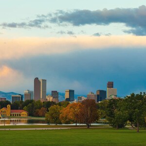 Denver Skyline Fall Autumn Wall Art Print - Denver Colorado Square ...