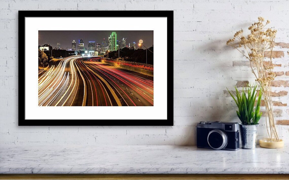 Dallas Texas Night Skyline Print Dallas Wall Art Dallas - Etsy