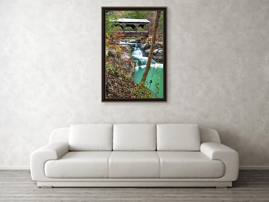 Ponca Arkansas Covered Bridge Waterfall Landscape Ozark - Etsy