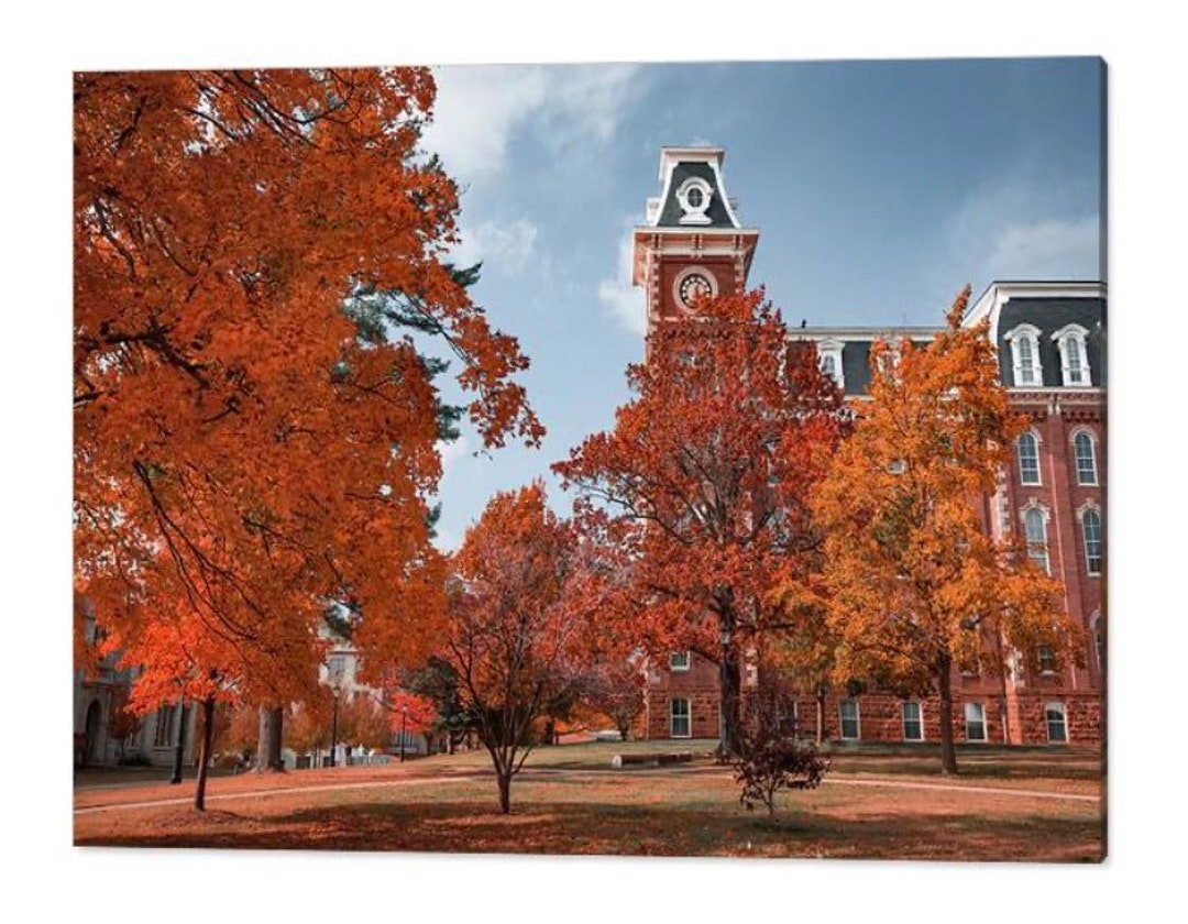 Arkansas Landmarks, Old Main, Fayetteville Autumn, College Campus Art ...