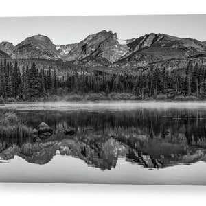 Rocky Mountain Park, Mountain Landscape Print, Monochrome Art, Black ...