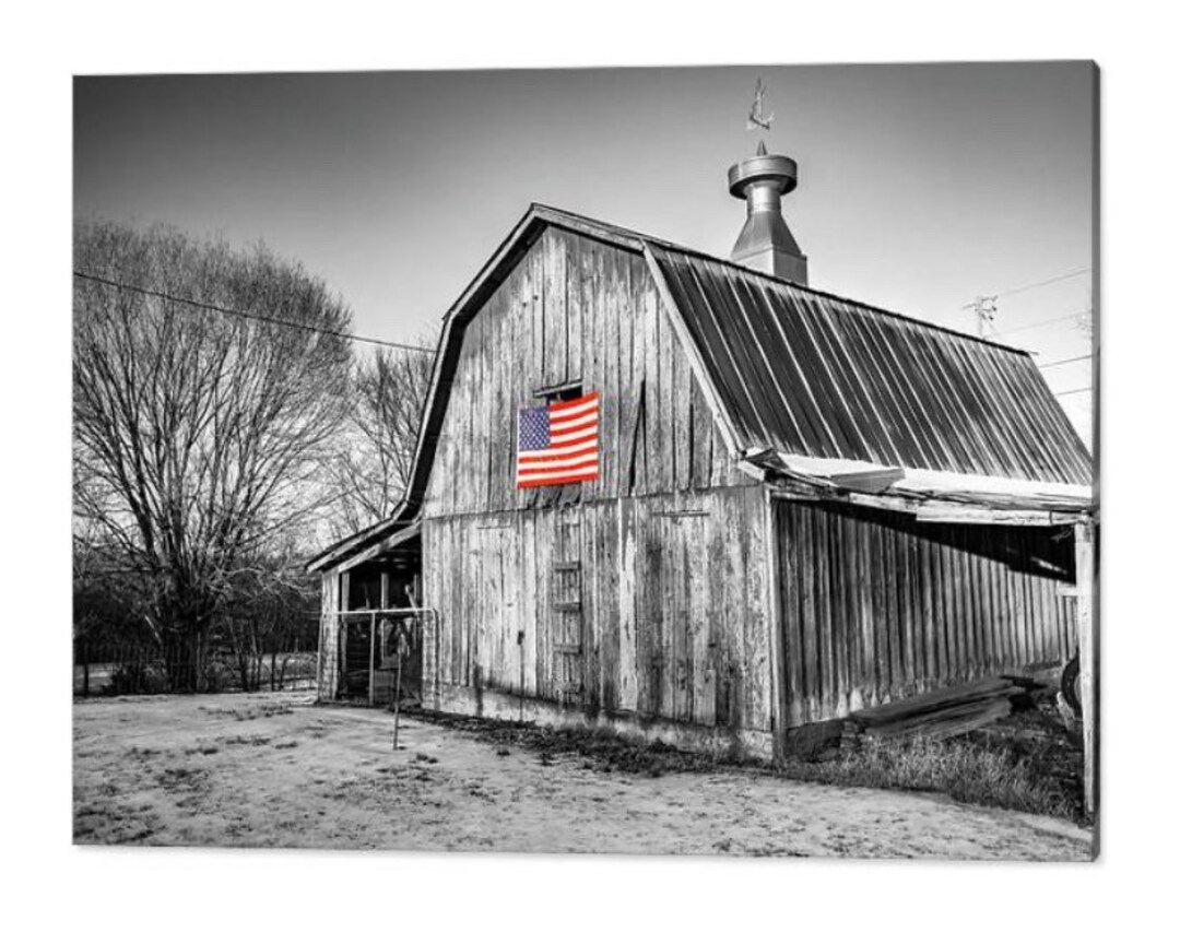 American Flag Barn Print: Rustic Farmhouse Wall Decor - Etsy