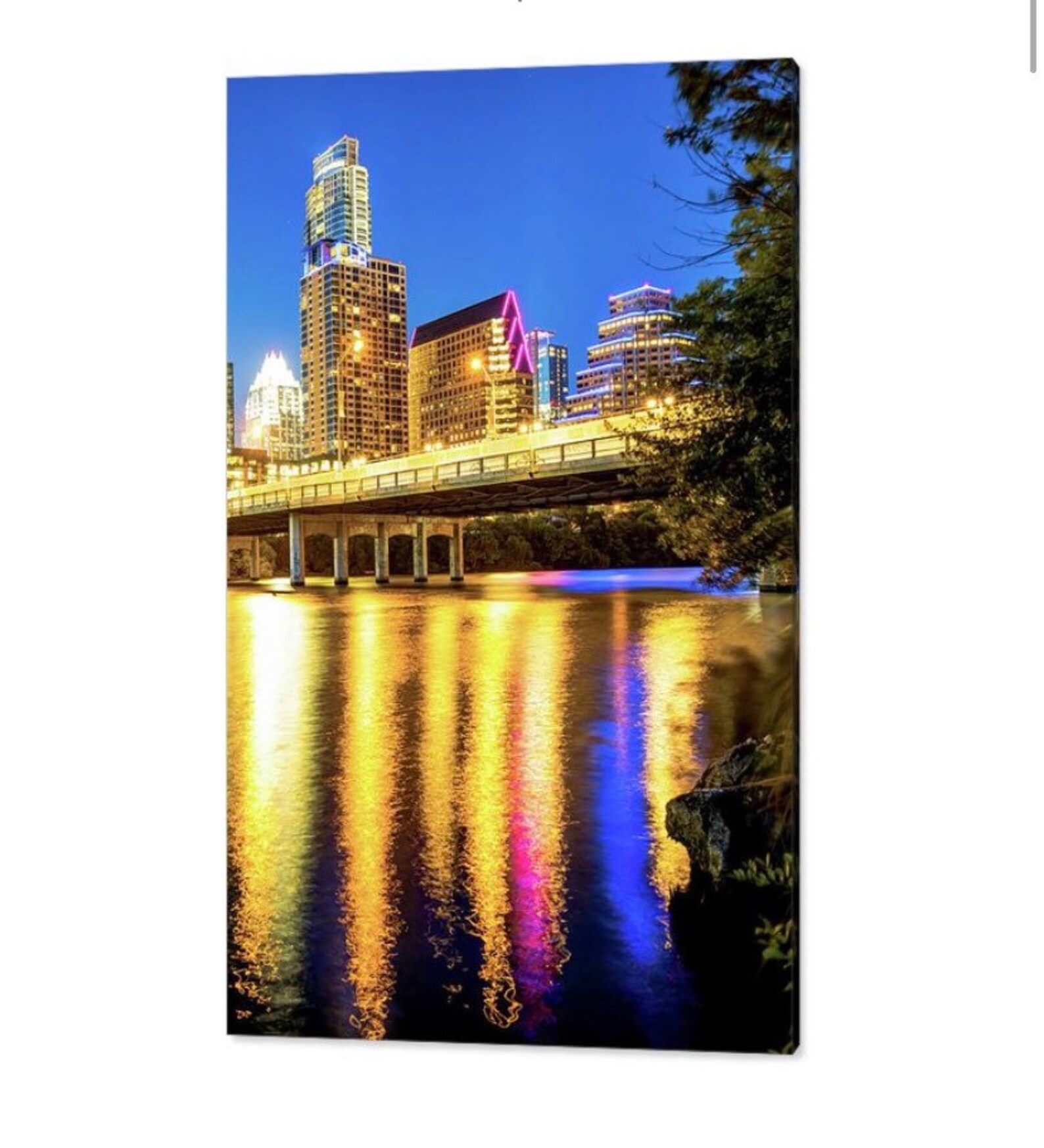 Austin Texas Skyline Print: Night Lights on Colorado River - Etsy