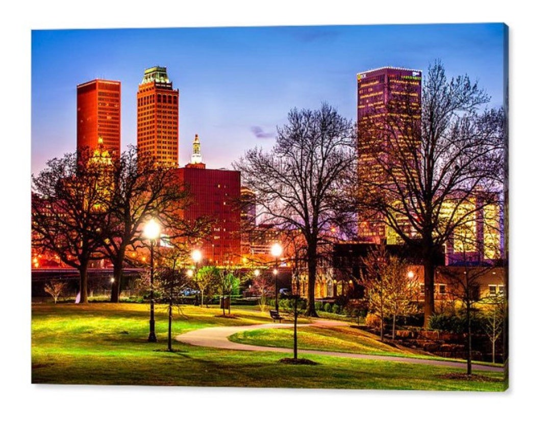 Tulsa Oklahoma, Skyline Art, Veterans Park, Landscape Decor, Cityscape ...