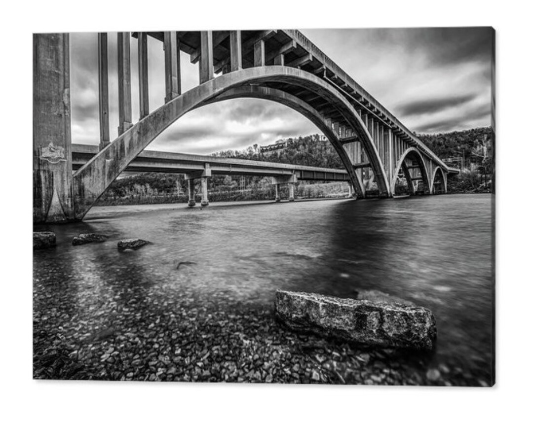 Lake Taneycomo Bridge Print, Black and White, Monochrome Decor, Branson ...