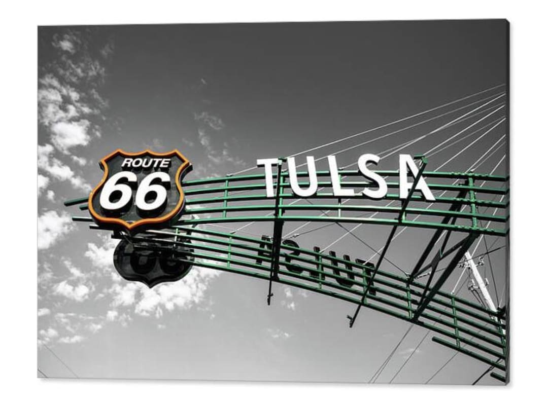 Tulsa Route 66 Neon Sign Art Print: Oklahoma Vintage Street, Selective ...