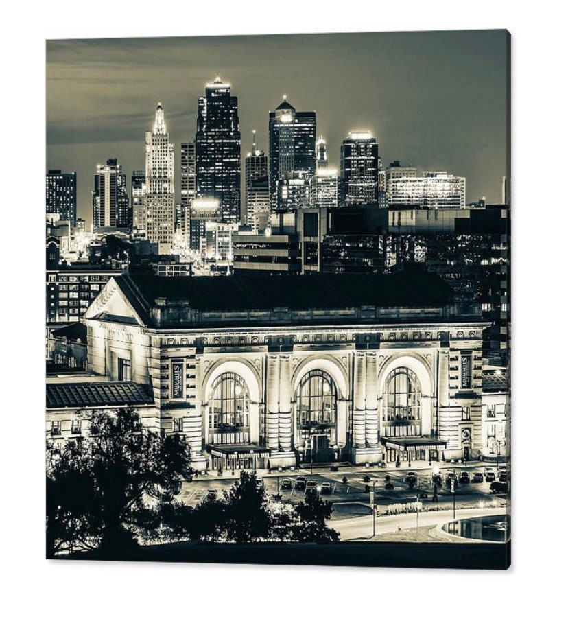 Kansas City Skyline KC Skyline Art Sepia Decor Cityscape - Etsy