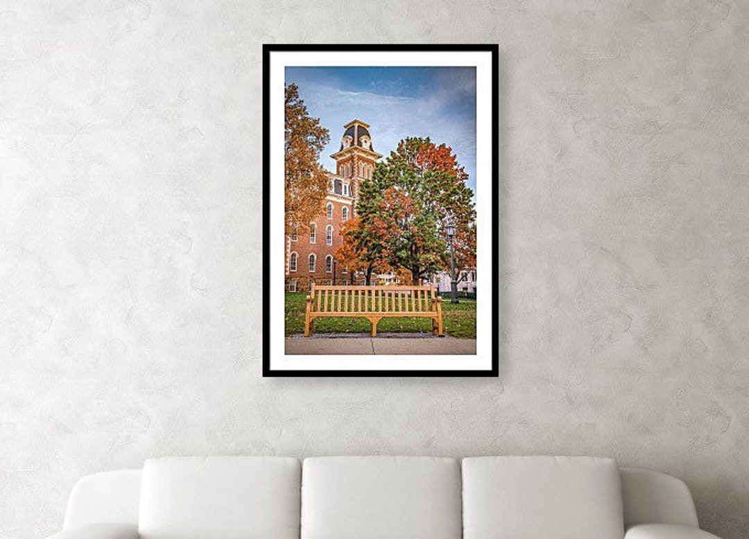 Arkansas Landmarks, Old Main, Campus Prints Bench, Fayetteville ...