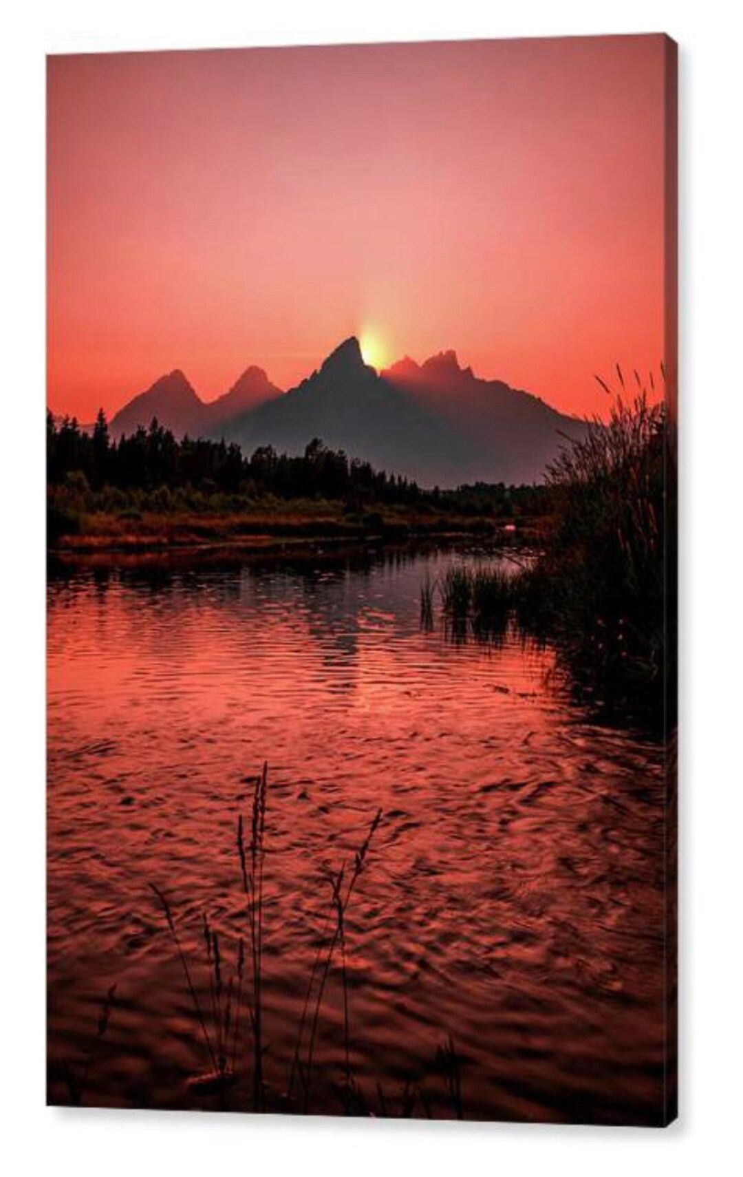 Grand Teton Red Sunset, Mountain Landscape, Schwabacher Landing ...