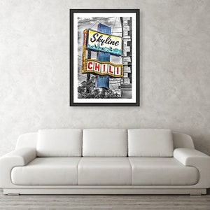 Cincinnati Skyline, Chili Sign, Selective Color, Ohio, City Landmark ...