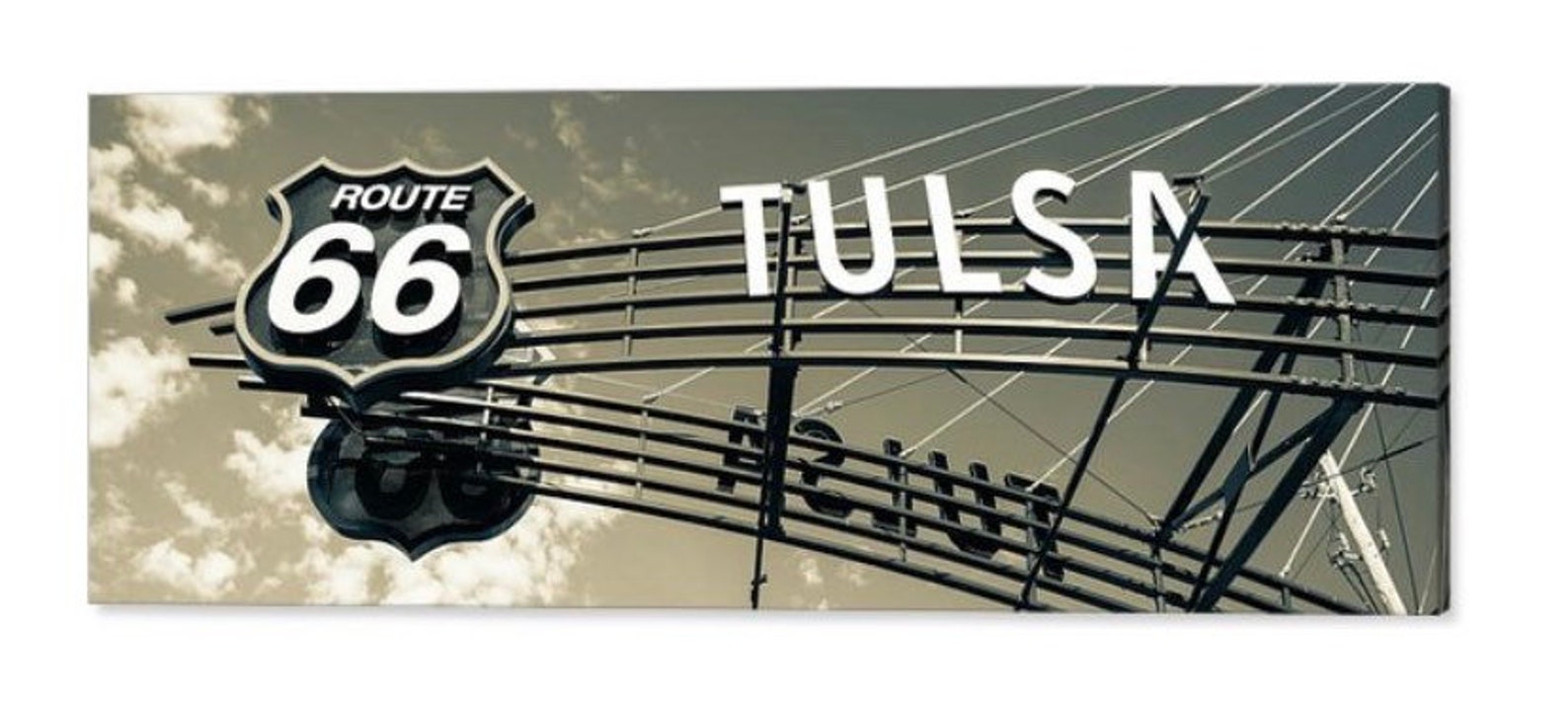 Tulsa Panorama Route 66 Neon Sign Tulsa Oklahoma Sepia | Etsy