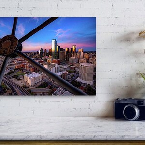 Dallas Skyline Art Print: Reunion Tower, Dusk Cityscape - Etsy