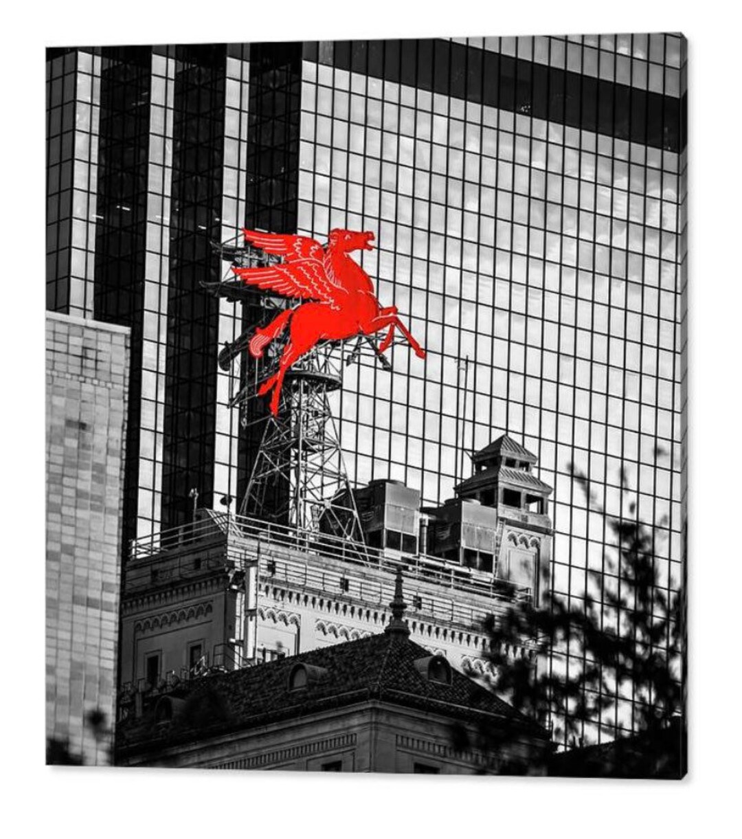 Dallas Red Pegasus Neon Sign Print: Texas Landmark Art - Etsy