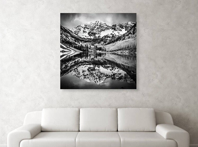 Maroon Bells Print Colorado Mountain Landscape Black and | Etsy