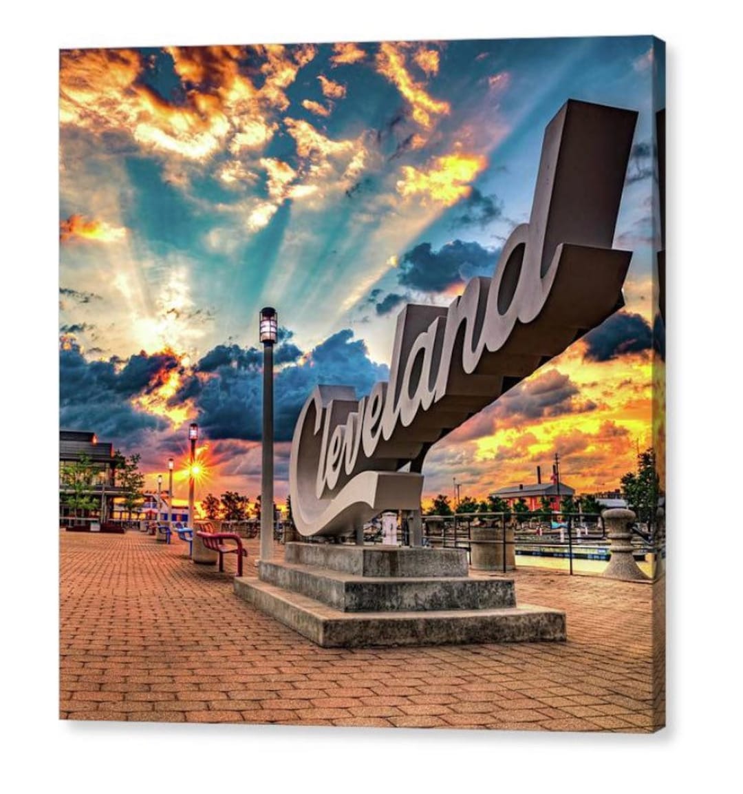 Cleveland Script Sign Sunrise Photo: North Coast Harbor Wall Art - Etsy