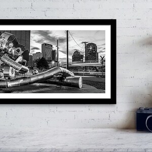 Dallas Skyline, Traveling Man, Dallas Texas Panorama, Cityscape Art ...