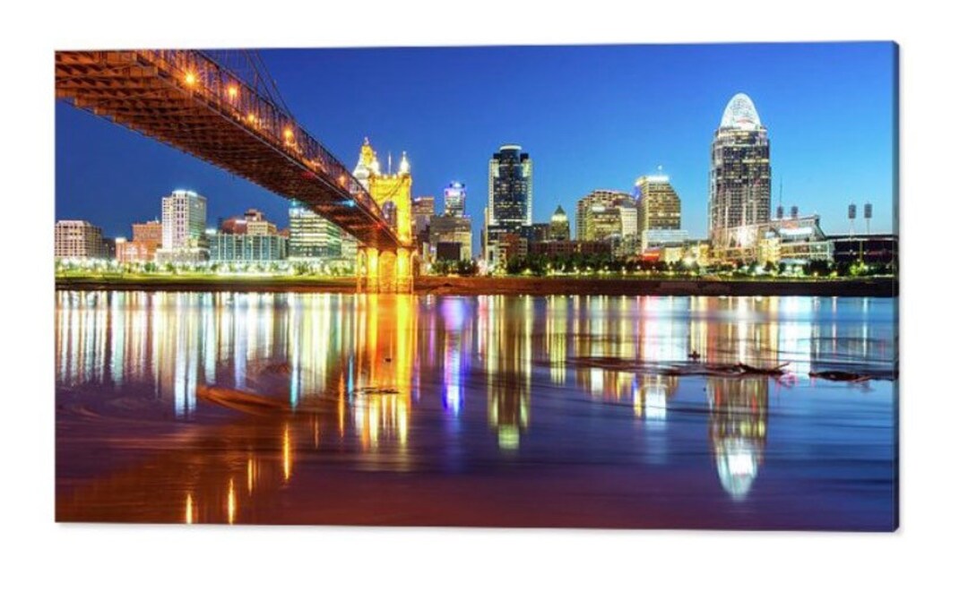 Cincinnati Skyline Panoramic, Ohio Art, Cityscape Panorama ...