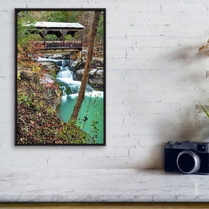 Ponca Arkansas Covered Bridge, Waterfall Landscape, Ozark Mountains ...