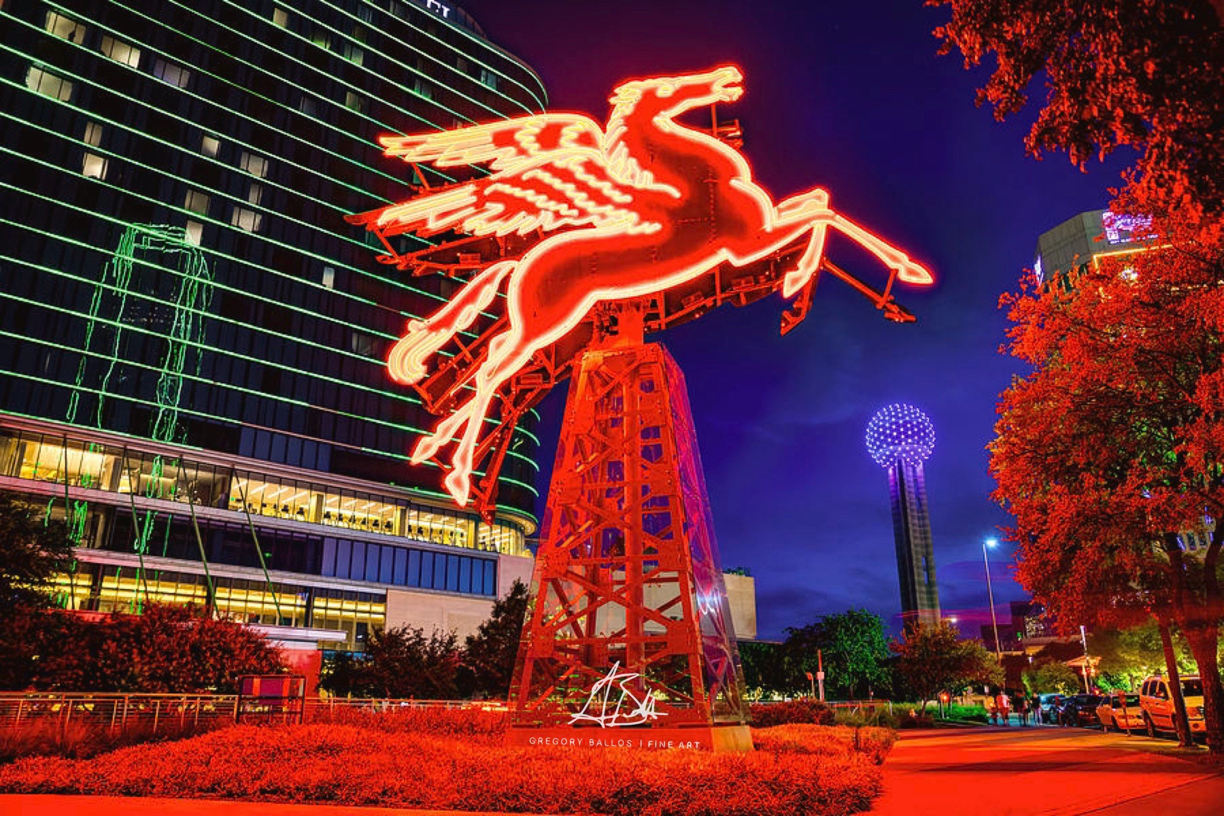 Dallas Texas Red Pegasus Reunion Tower Omni Hotel Neon - Etsy
