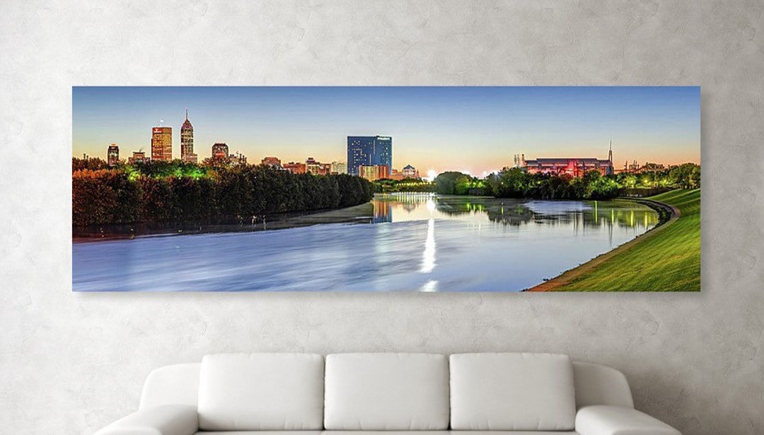 Indianapolis Skyline Panorama, Indiana White River, Architectural Decor ...