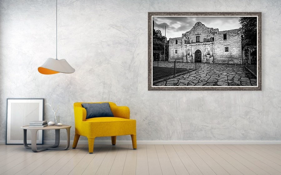 San Antonio Alamo Black and White Monochrome Decor Texas | Etsy