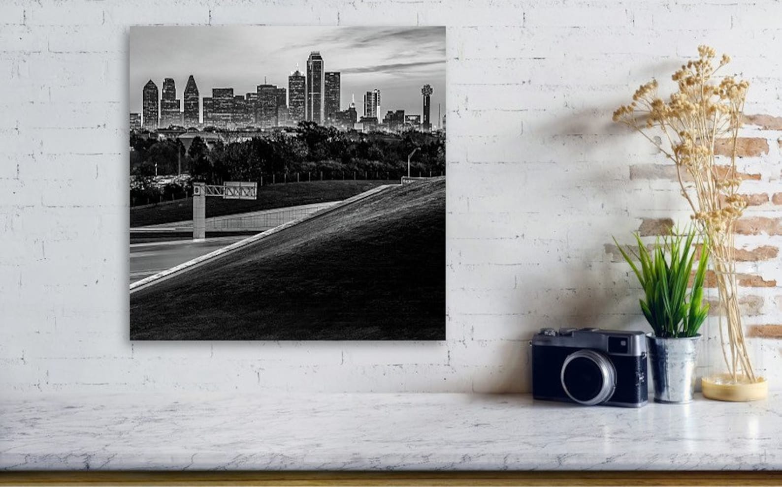 Dallas Skyline Print Monochrome Decor Square Art Format - Etsy