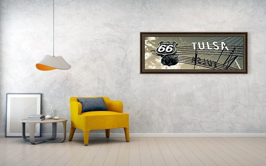 Tulsa Panorama Route 66 Neon Sign Tulsa Oklahoma Sepia | Etsy