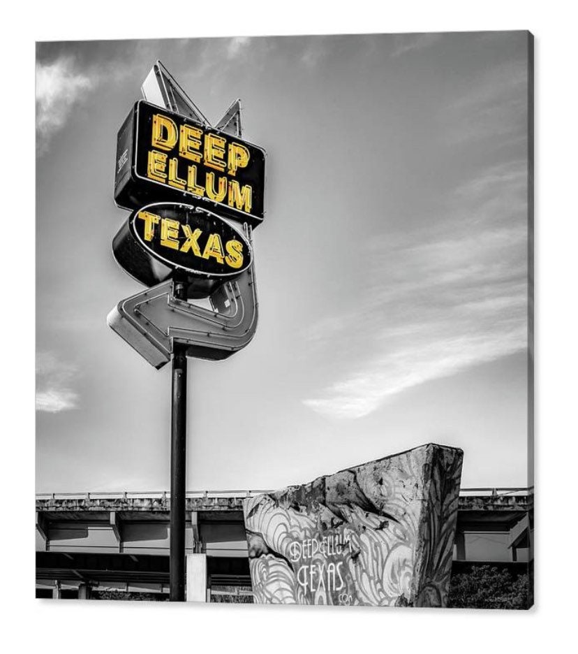Deep Ellum Texas Print Dallas Neon Sign Art Selective Color | Etsy