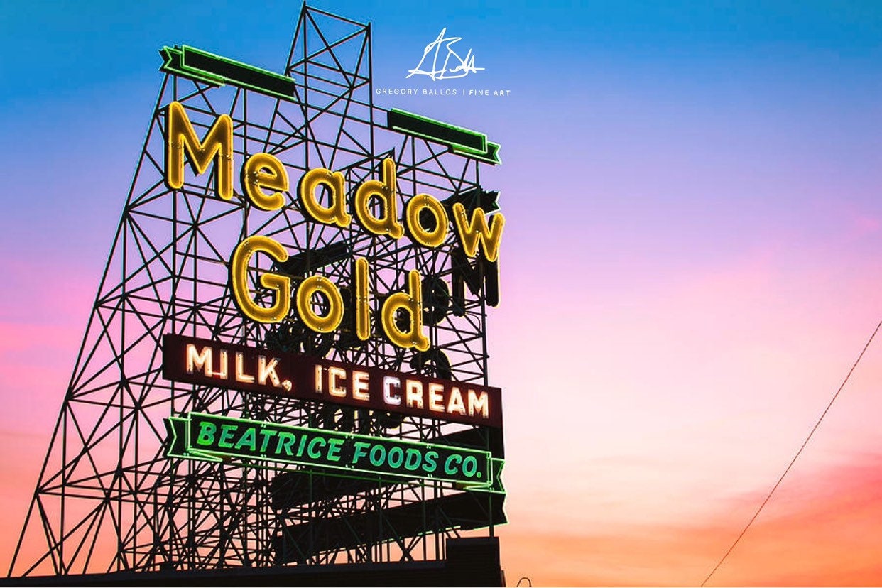 Tulsa Oklahoma Print Route 66 Neon Meadow Gold Neon Sign | Etsy