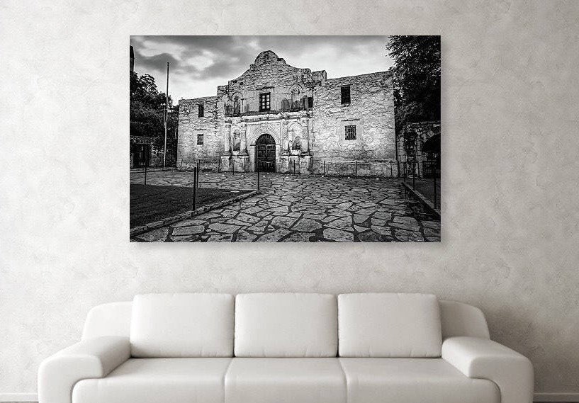 San Antonio Alamo Black and White Monochrome Decor Texas | Etsy